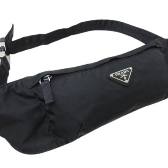 Prada | Bags | Prada Triangle Waist Bag Black Nylon With Logo For Men ...